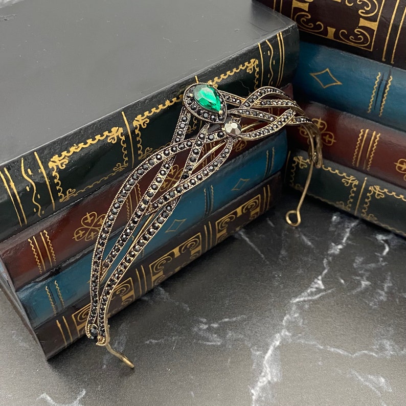 Fiona's Tiara in Green Faux Emerald & Black Color Crystals - Etsy