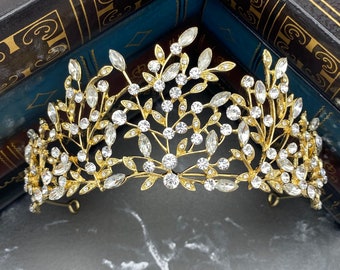 Fiona's Tiara in Gold Color Metal & Clear Crystal Faux Diamond Details ...