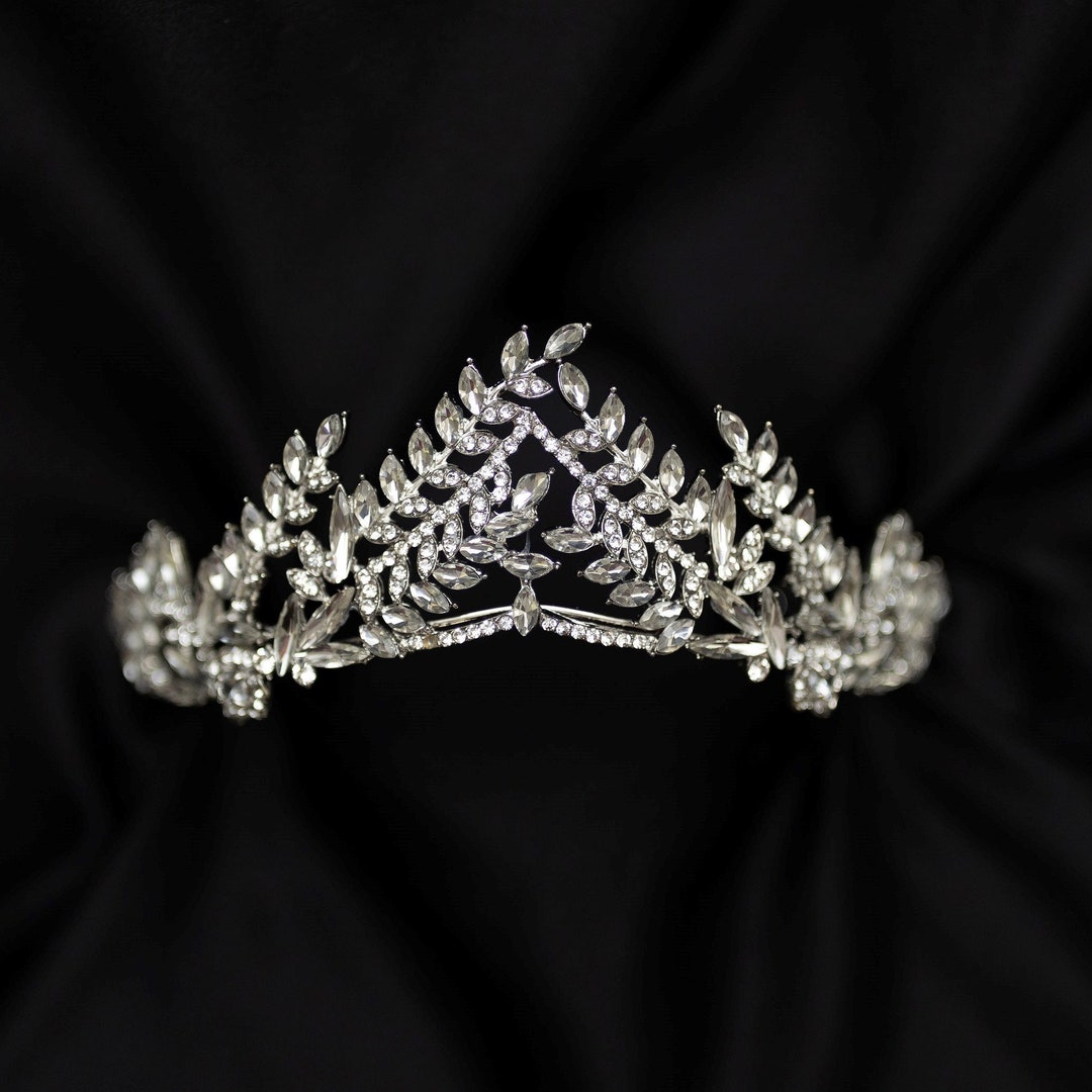 Athena's Tiara - Crystal Leaf Silver Greek Goddess Headpiece - Etsy