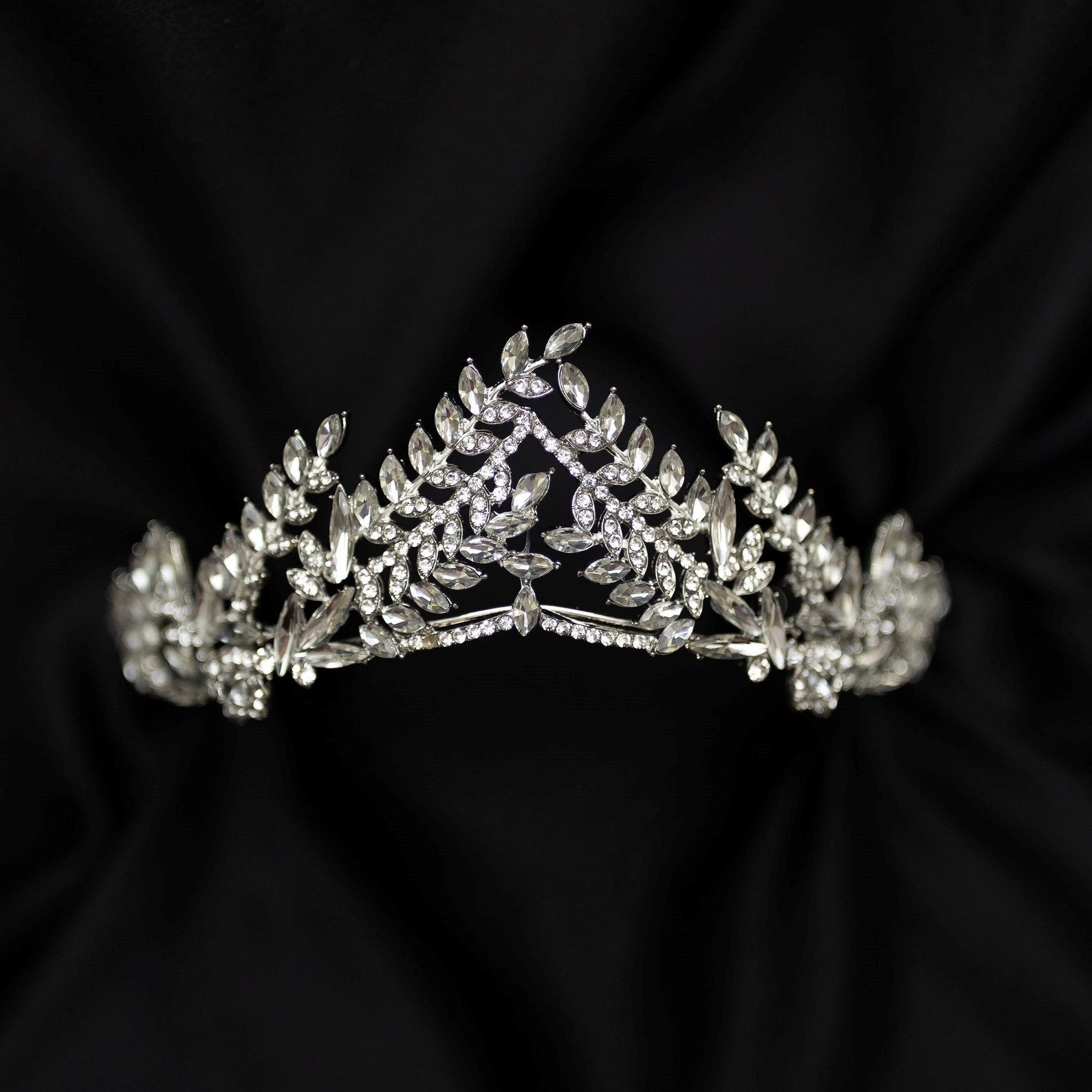 Athena's Tiara - Crystal Leaf Silver Greek Goddess Headpiece - Etsy