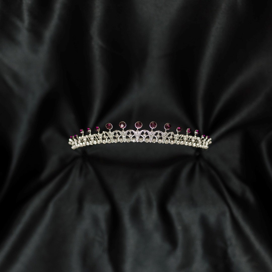 Rory's Tiara - Maroon Purple Color Crystals, Silver White Gold Color ...