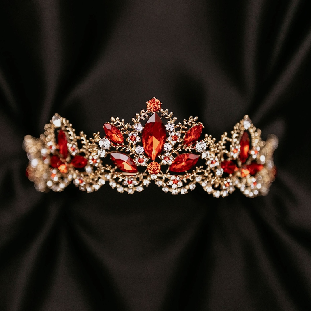 Chrissy’s Tiara in Red Faux Ruby & Gold Color Metal - Etsy