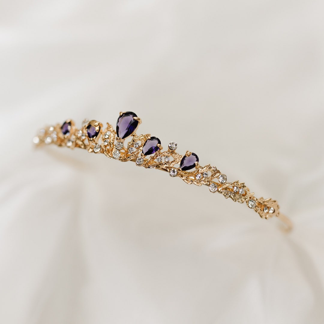 Sadie's Tiara in Purple and Gold - Faux Amethyst Crystal & Yellow Gold ...