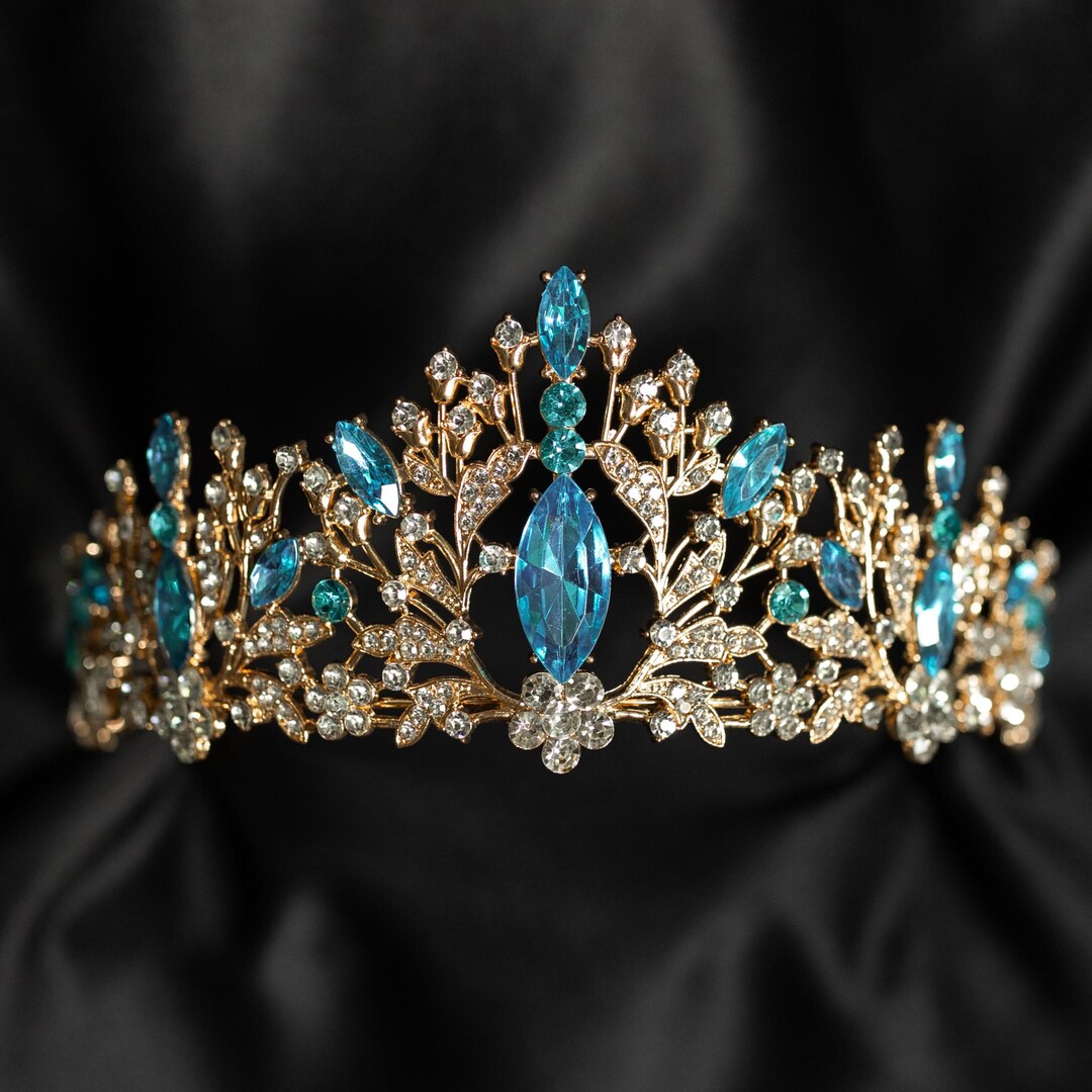 Felicity’s Tiara in Light Blue & Gold - Teal Turquoise Blue, Black and ...