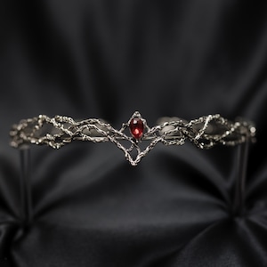 King's Crown in Silver & Red - White Gold Color Metal With Red Faux ...