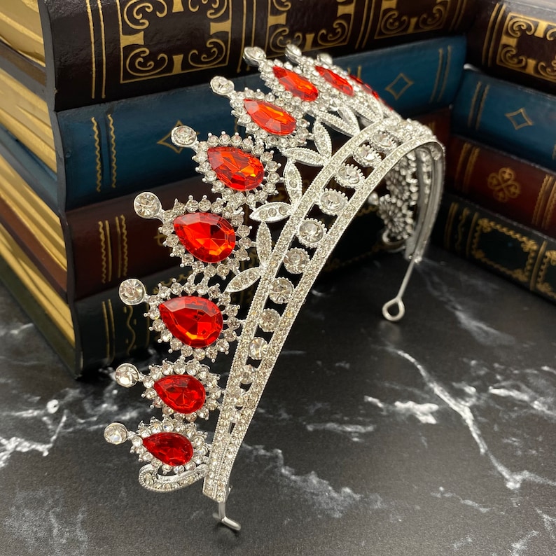 Saya's Tiara in Red Faux Ruby Crystals & Silver White Gold | Etsy