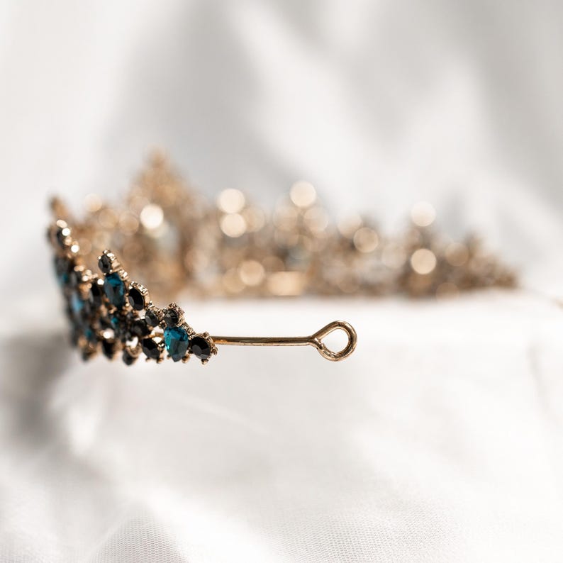 Michelle's Tiara in Teal & Antique Gold - Teal Turquoise Blue Color ...