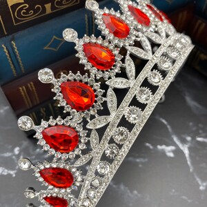 Saya's Tiara in Red Faux Ruby Crystals & Silver White Gold | Etsy
