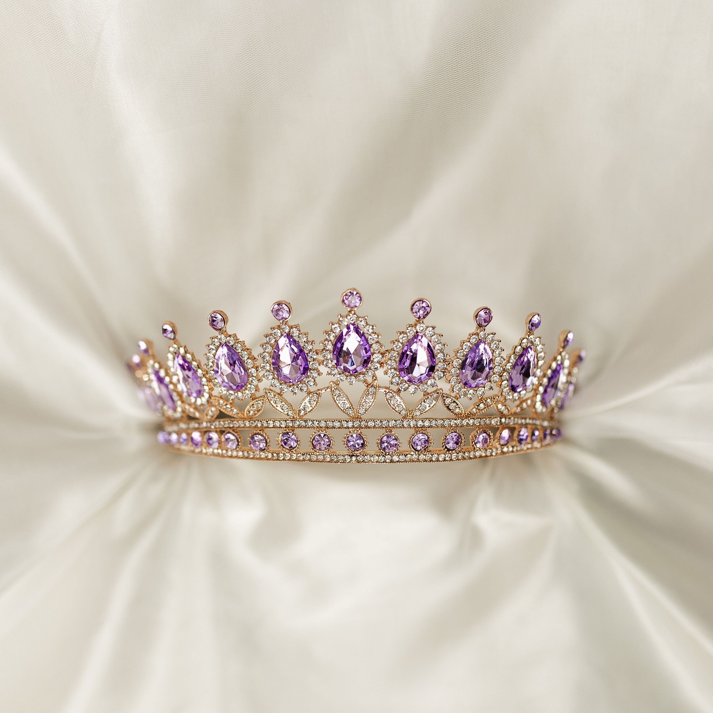 Saya's Tiara in Lavender Purple Color Crystals & Gold Color Metal - Etsy