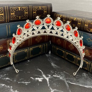 Saya's Tiara in Red Faux Ruby Crystals & Silver White Gold | Etsy