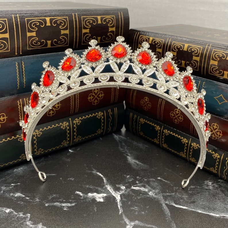 Saya's Tiara in Red Faux Ruby Crystals & Silver White Gold | Etsy