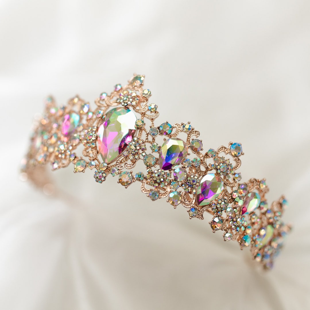 Michelle’s Tiara in Rose Gold Pink Color Metal and Iridescent Faux ...
