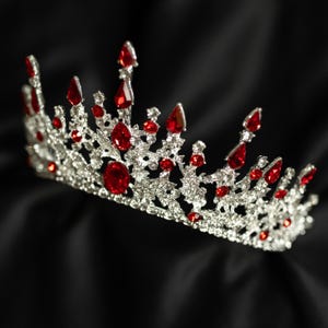 Helena's Tiara in Red & Silver - Red Faux Ruby, Faux Diamond, Clear ...