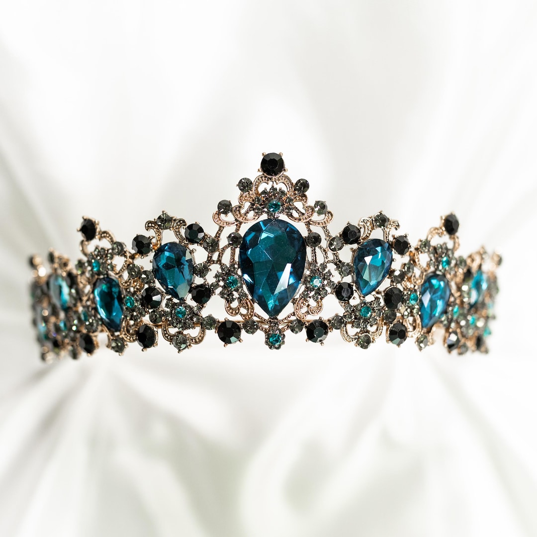 Michelle's Tiara in Teal & Antique Gold - Teal Turquoise Blue Color ...