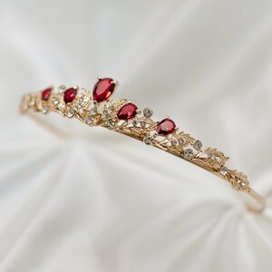 Sadie's Tiara in Red & Gold - Faux Red Ruby, Clear Crystal, Small ...