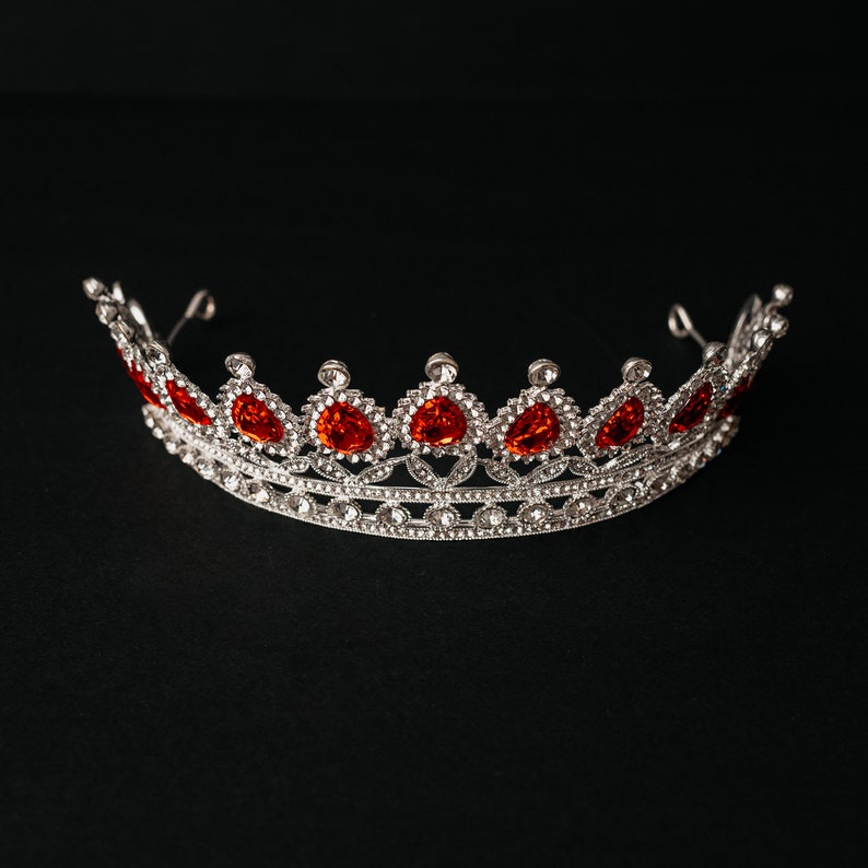 Saya's Tiara in Red Faux Ruby Crystals & Silver White Gold - Etsy