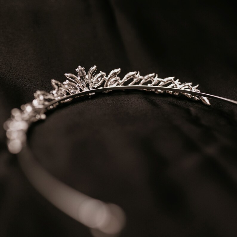 Lara's Tiara - Clear Crystal Faux Diamond Silver White Gold Color Metal ...