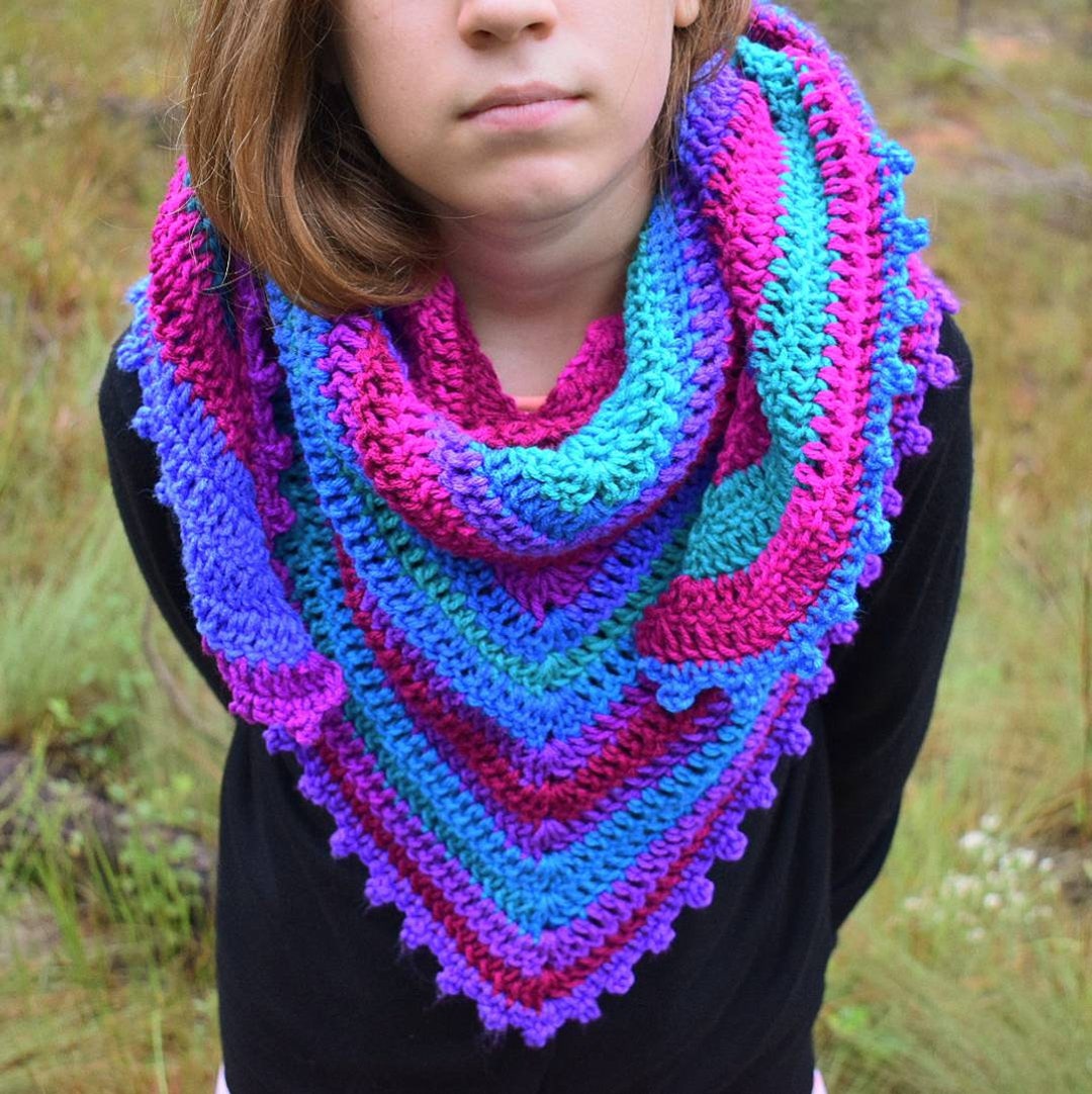 Triangle Scarf Pattern, Easy Crochet Stripe Shawl Pattern, Women's ...