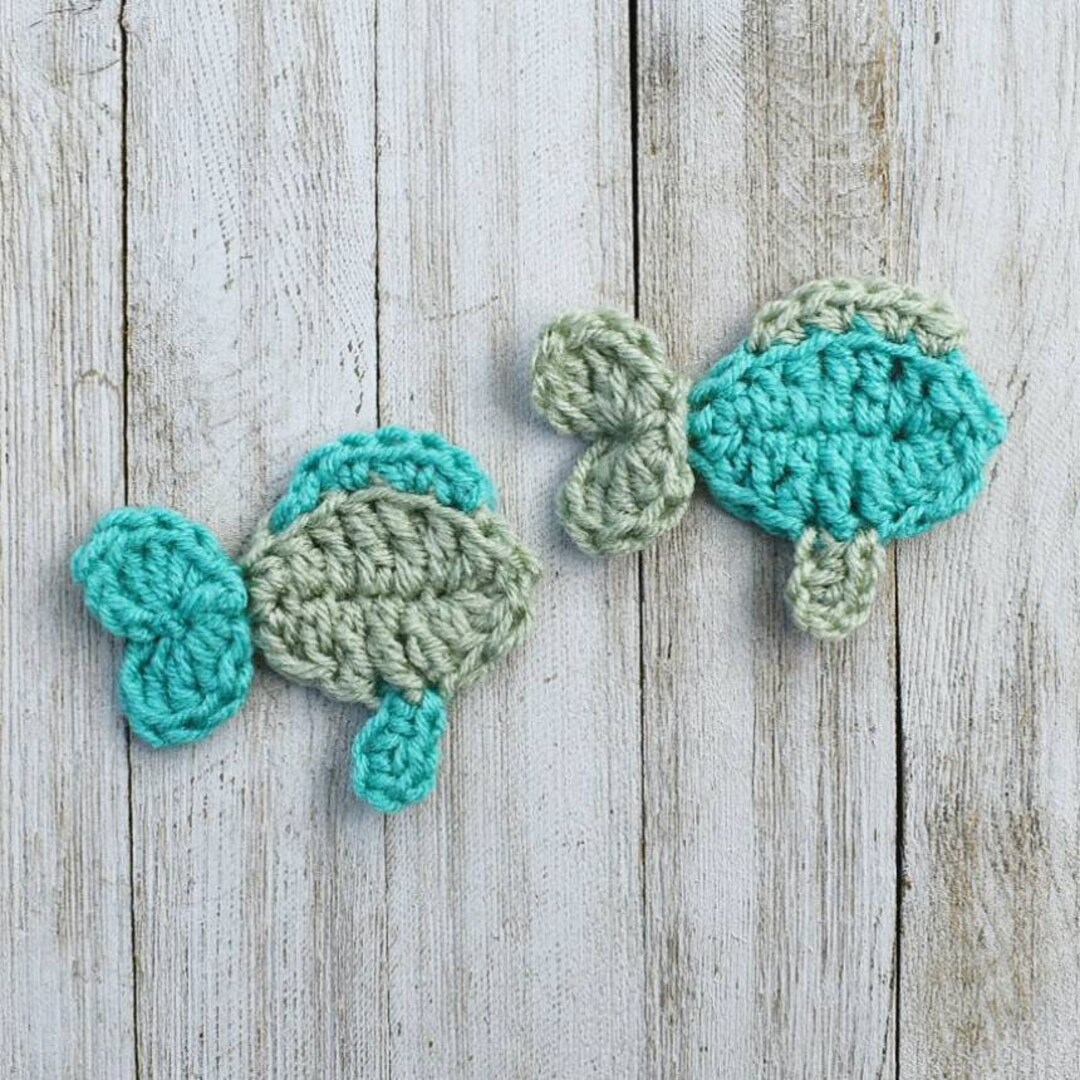 Crochet Fish Applique, Digital Pattern, Easy Animal Applique, Sea Life ...
