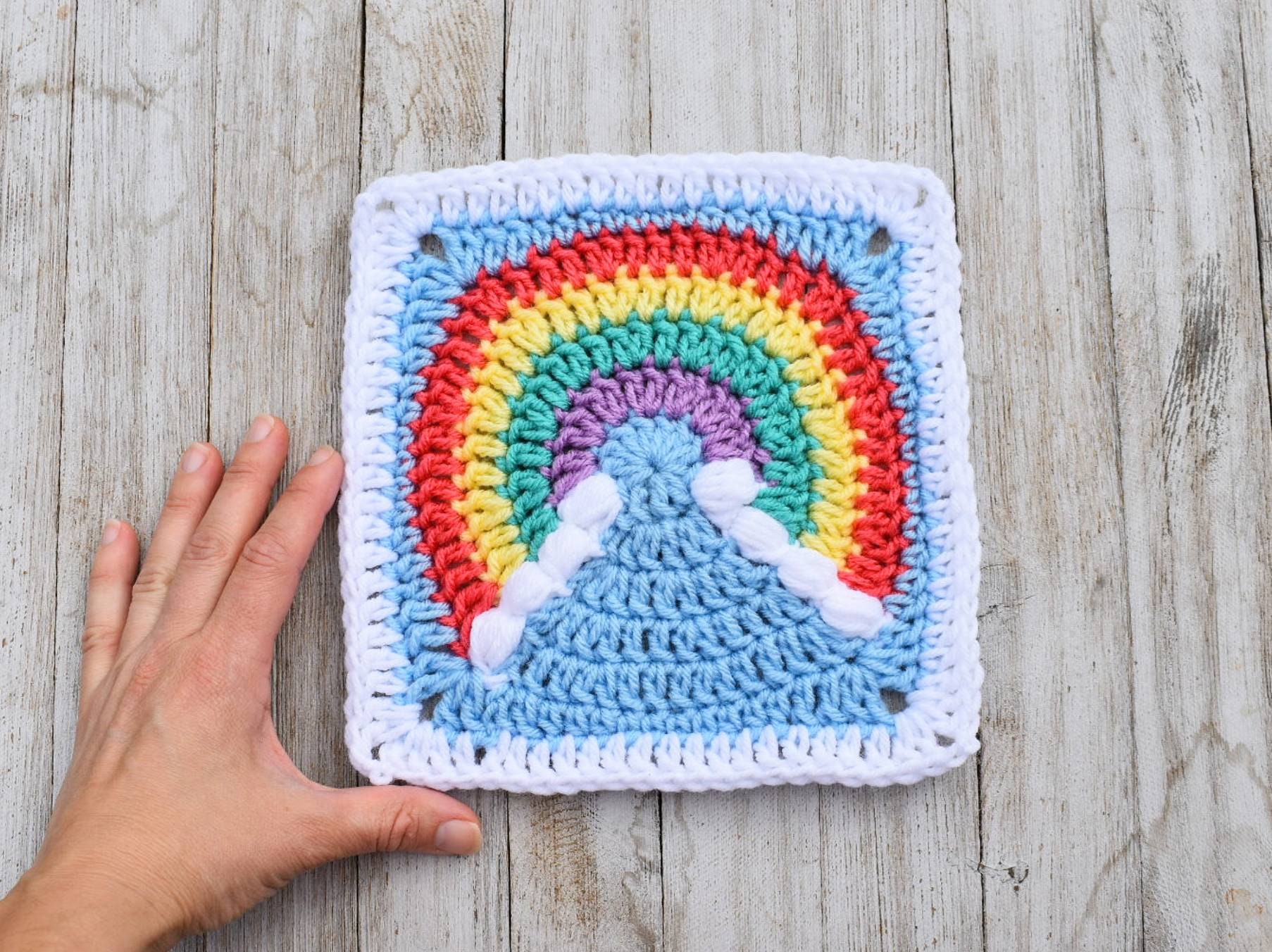 Rainbow Granny Square Crochet Pattern, Easy Skill (PDF Pattern) - Etsy