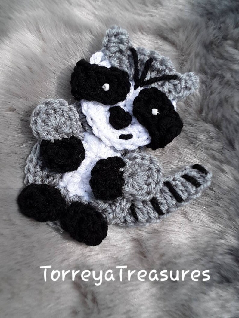 Torrey Raccoon Applique Crochet Pattern Easy Crochet Animal - Etsy