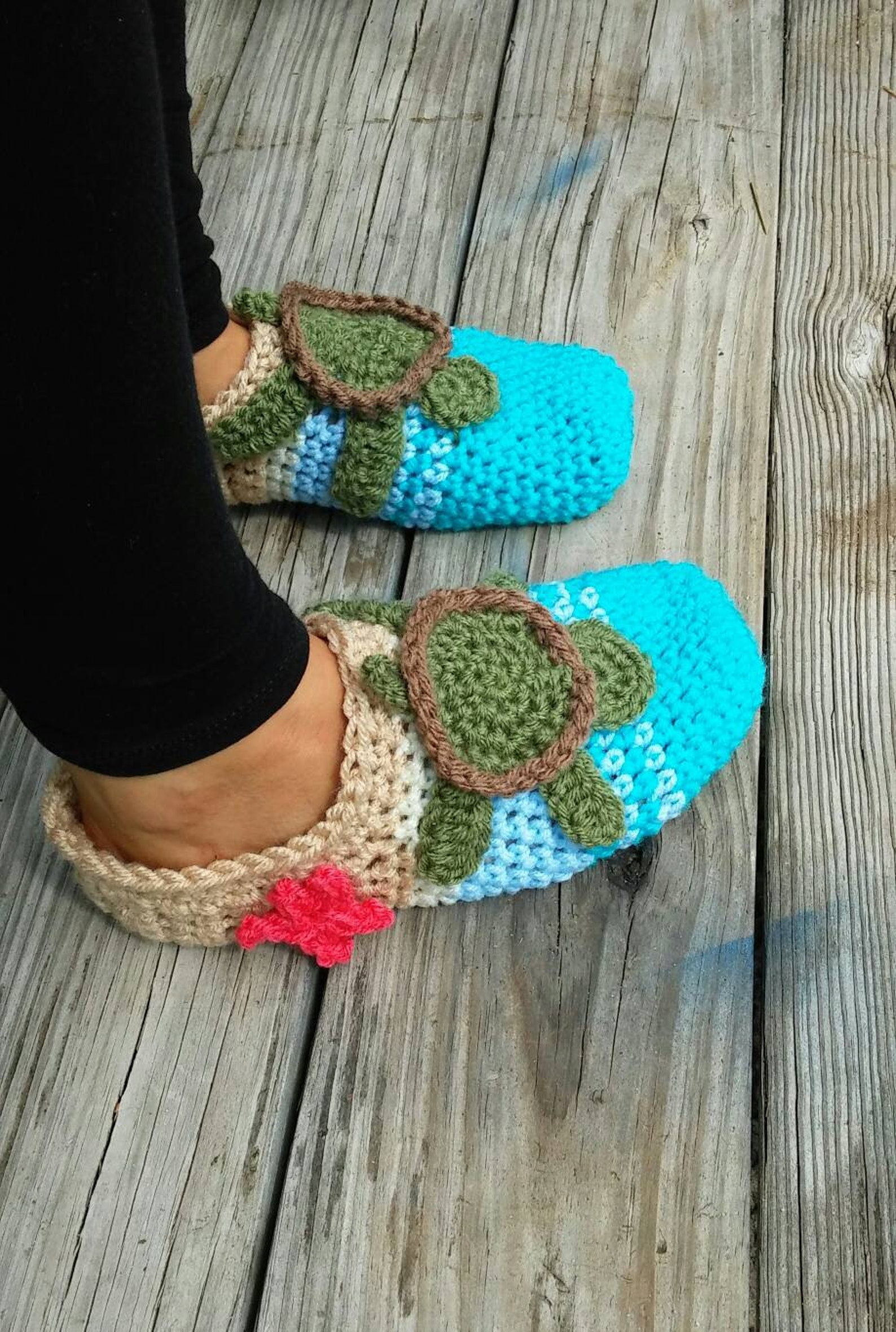 Sea Turtle Slippers Crochet Slipper Pattern for Women Sizes - Etsy