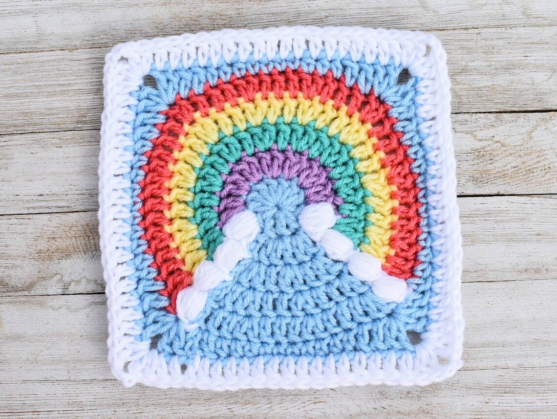 Rainbow Granny Square Crochet Pattern, Easy Skill (PDF Pattern) - Etsy