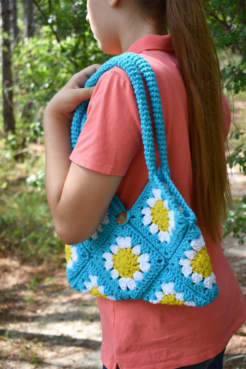 Daisy Flower Granny Square Crochet Bag Pattern – PDF Tutorial - Etsy UK