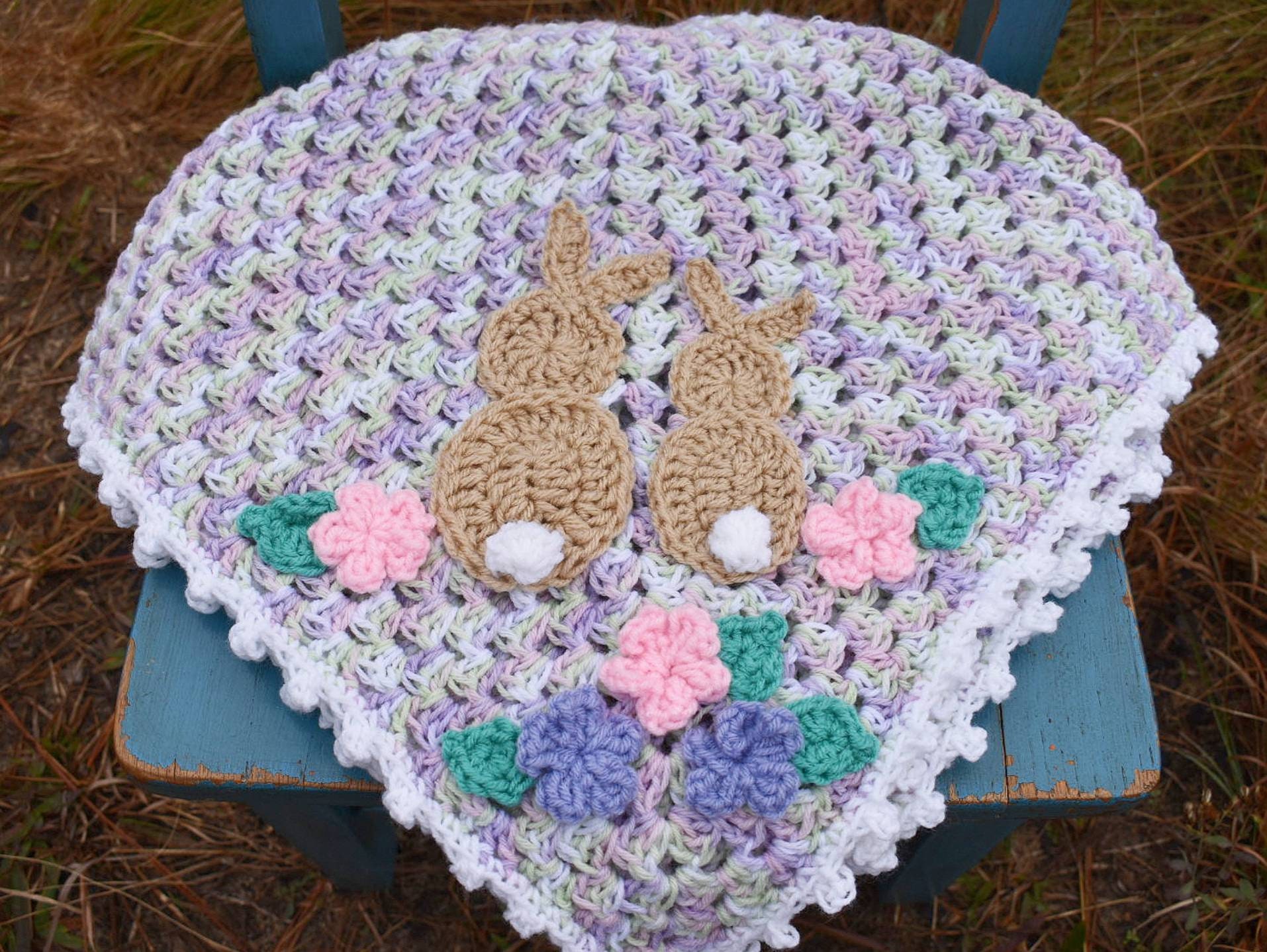 Bunny Rabbit Crochet Pattern, Applique for Baby Blankets, Digital ...