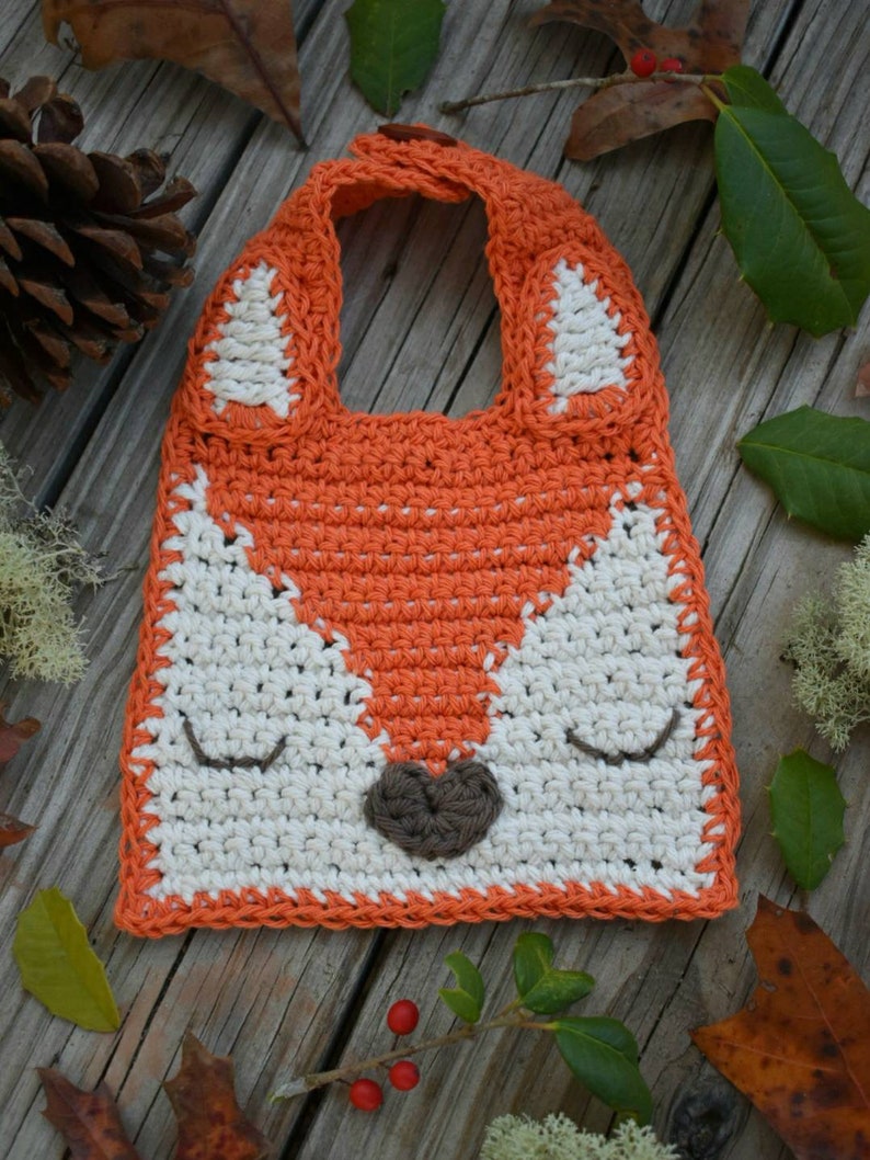 Woodland Fox Baby Bib Crochet Pattern Pdf Pattern Drool Bib - Etsy