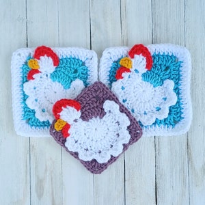 Chicken Granny Square Digital Crochet Pattern, Instant Download Easy ...