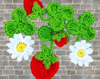 Crochet Pattern Strawberry Applique Embellishment - Etsy