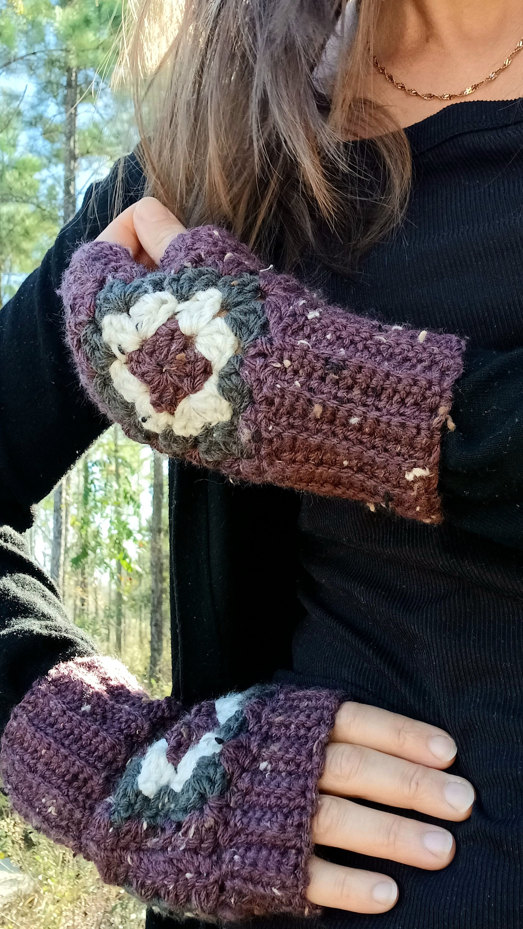 Granny Square Fingerless Mitts, Instant Download Digital Crochet ...