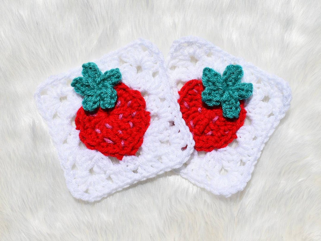 Digital Pattern Strawberry Granny Square, Crochet Berry, Strawberries ...