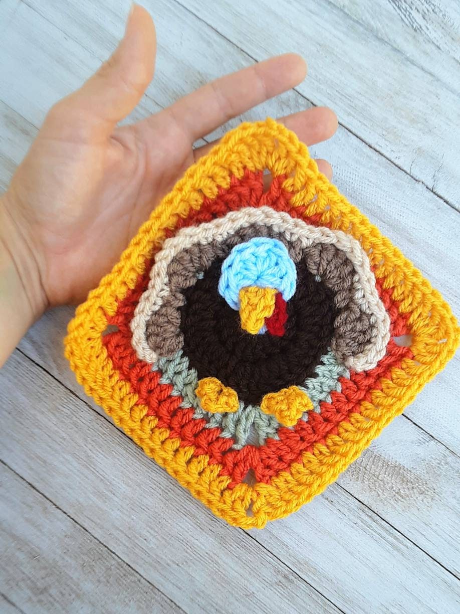 Crochet Turkey Granny Square Pattern Easy Crochet - Etsy