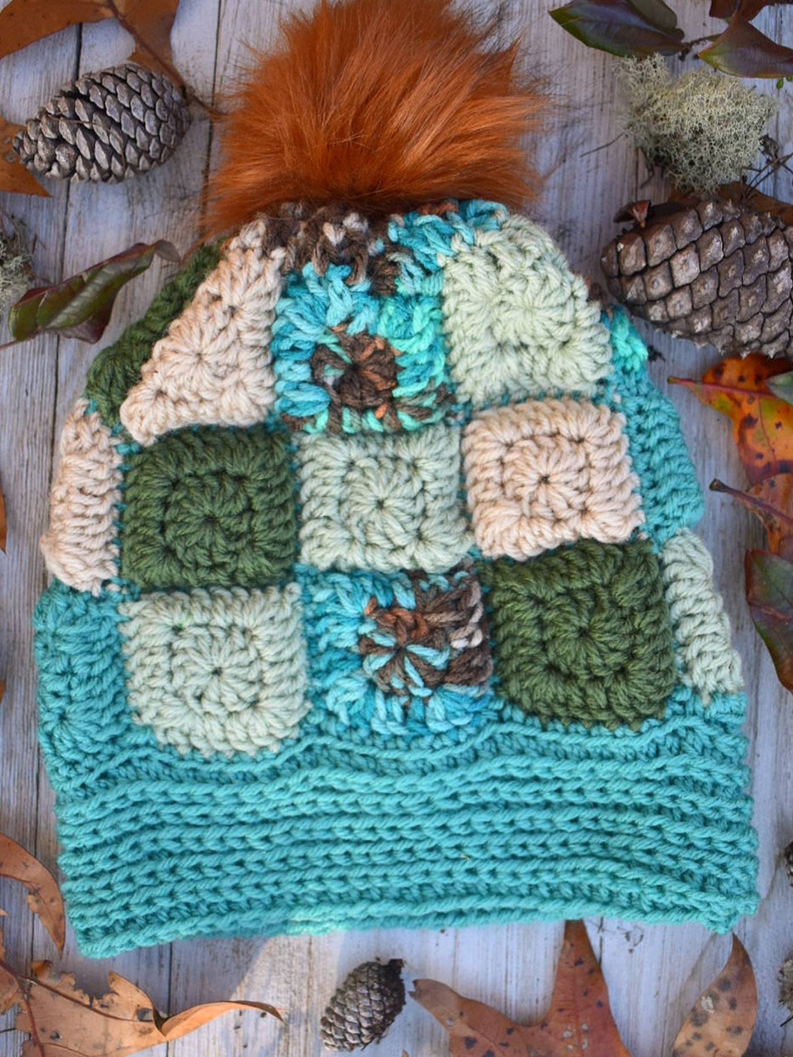 Patchwork Granny Square Hat Digital Crochet Pattern Instant - Etsy