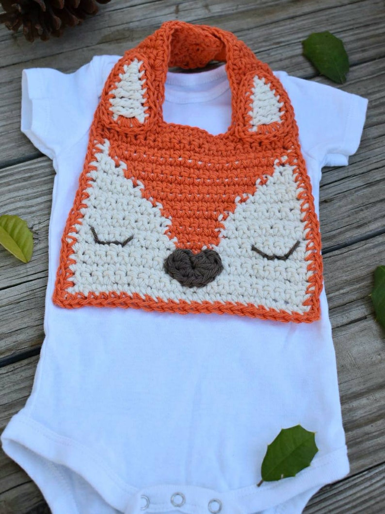 Woodland Fox Baby Bib Crochet Pattern Pdf Pattern Drool Bib - Etsy