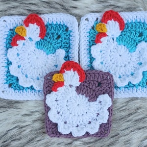 Chicken Granny Square Digital Crochet Pattern, Instant Download Easy ...