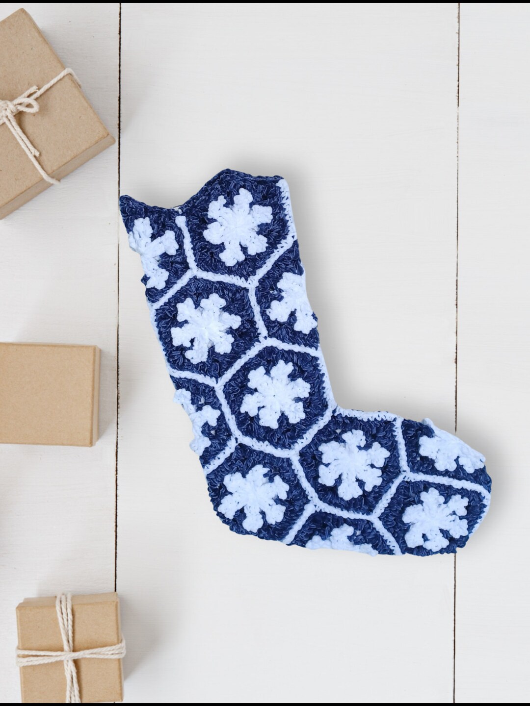 Snowflake Hexagon Stocking Crochet Pattern, Instant Download Crochet ...