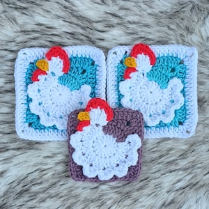 Chicken Granny Square Digital Crochet Pattern, Instant Download Easy ...