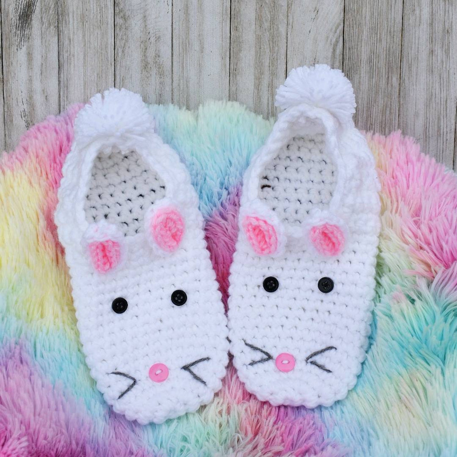 Pdf Pattern, Women's Bunny Crochet Slippers, Adult Women's US Shoe Size ...
