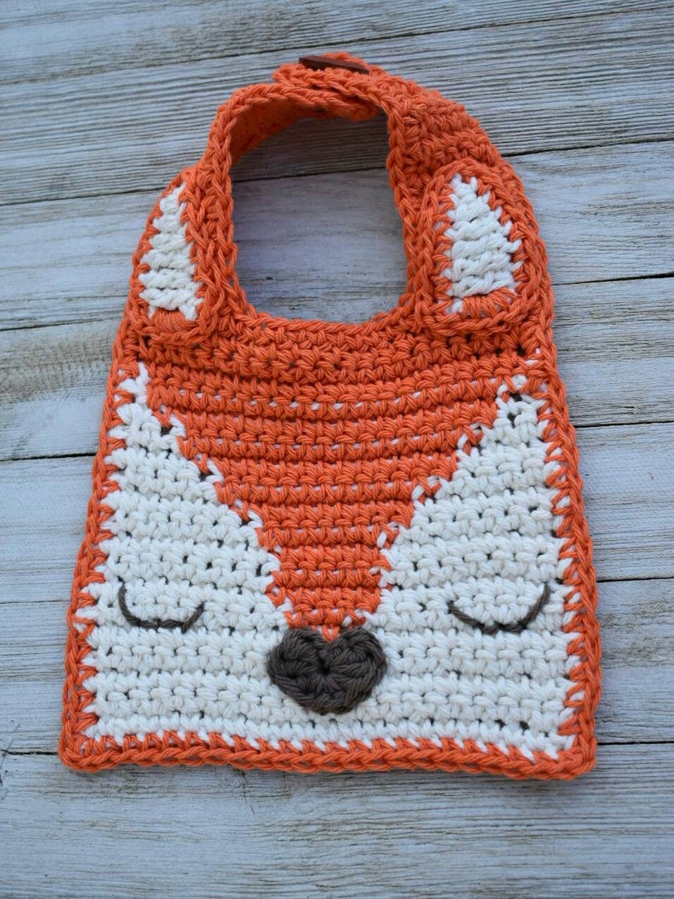 Woodland Fox Baby Bib Crochet Pattern pdf pattern drool bib | Etsy