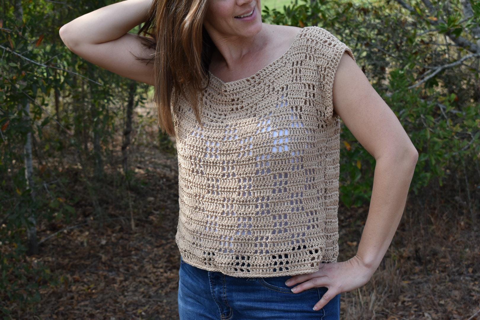 Checkered Crochet Tank Top Pattern: Women's Filet Crochet (PDF Download ...