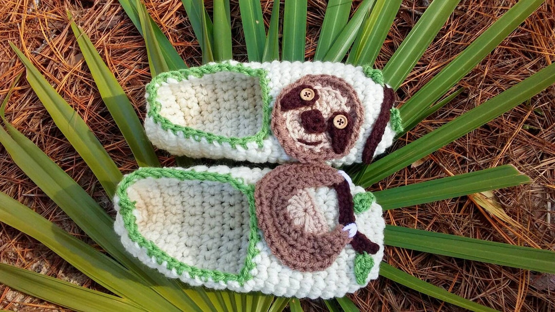 Happy Sloth Crochet Slippers Pattern Handmade Slippers Pdf - Etsy