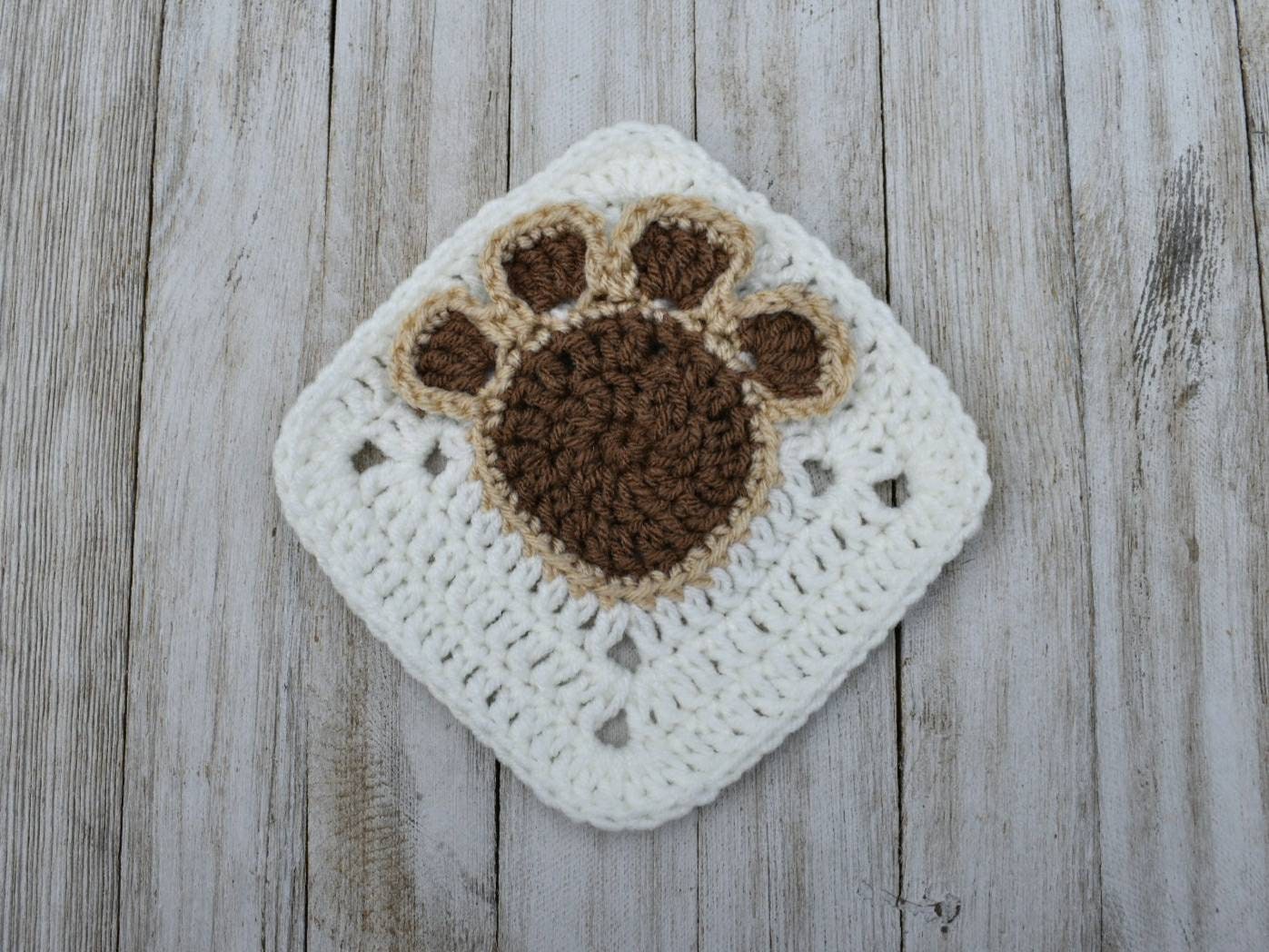 Paw Print Granny Square Easy Crochet Pattern, Pet Paw Print Design ...