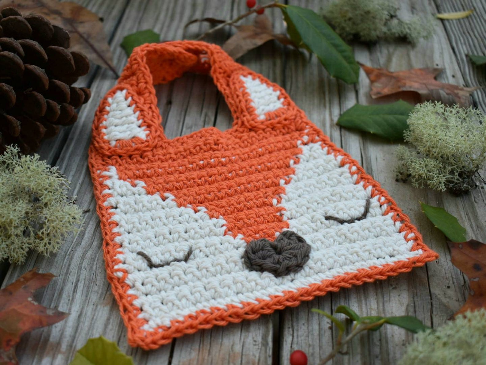 Woodland Fox Baby Bib Crochet Pattern Pdf Pattern Drool Bib - Etsy