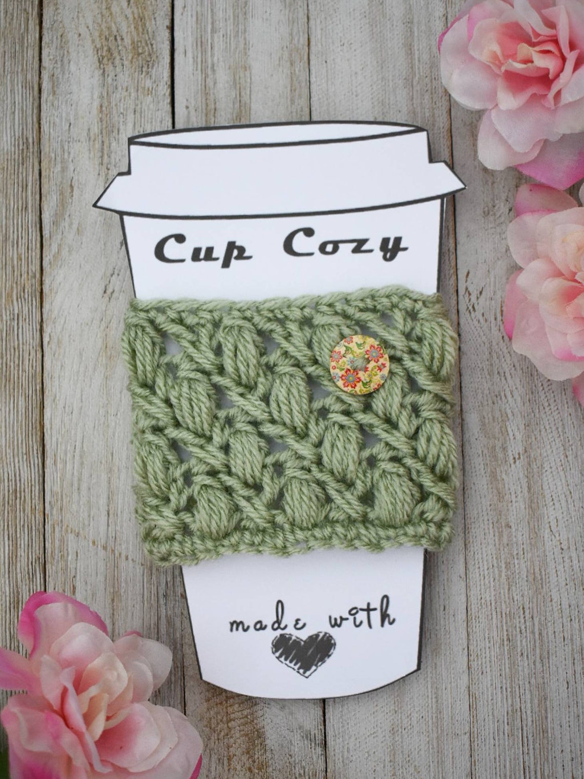 Easy Crochet Cup Cozy Pattern – Puff Stitch Coffee Cozie (PDF Pattern ...