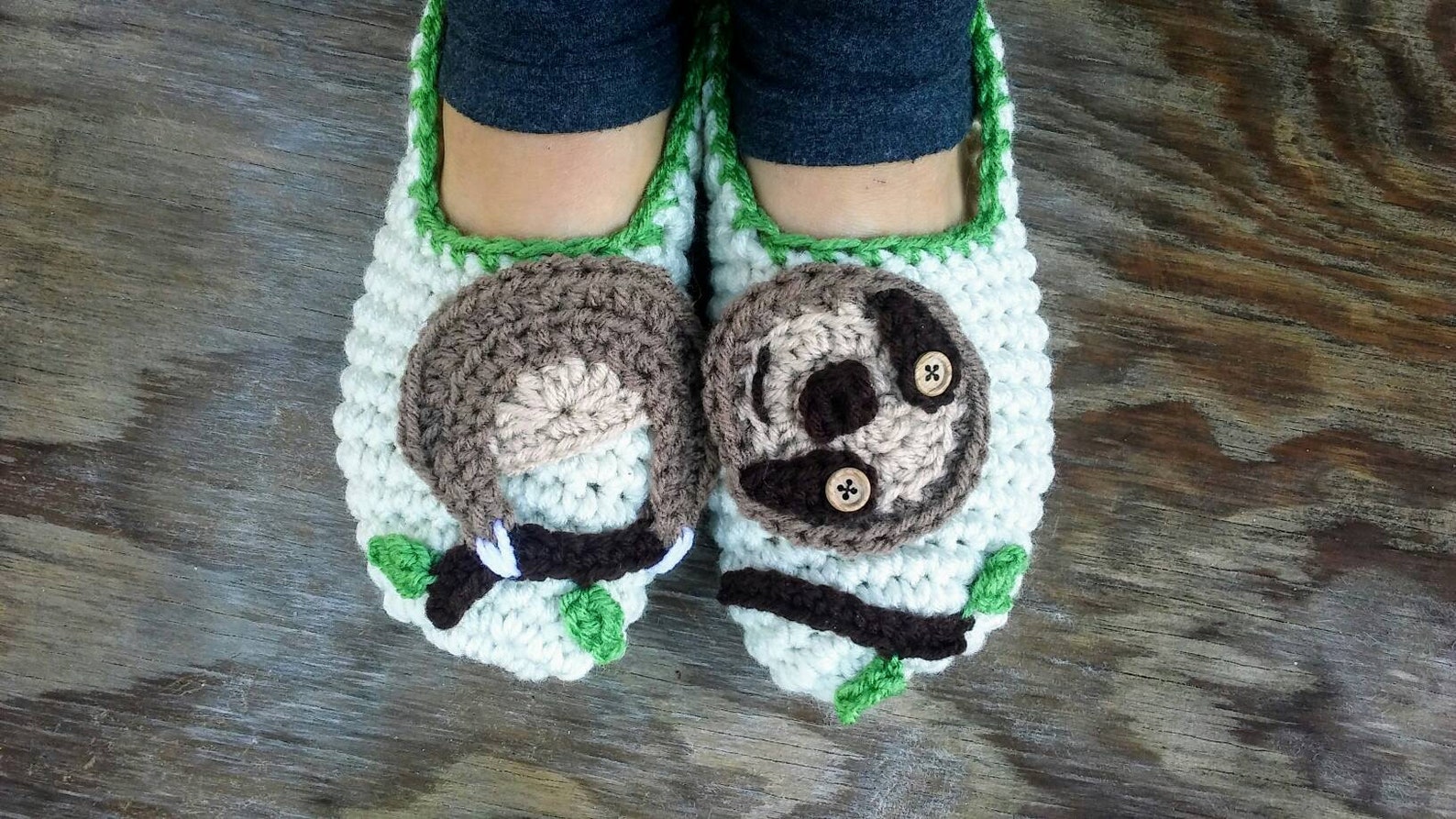 Happy Sloth Crochet Slippers Pattern Handmade Slippers Pdf - Etsy