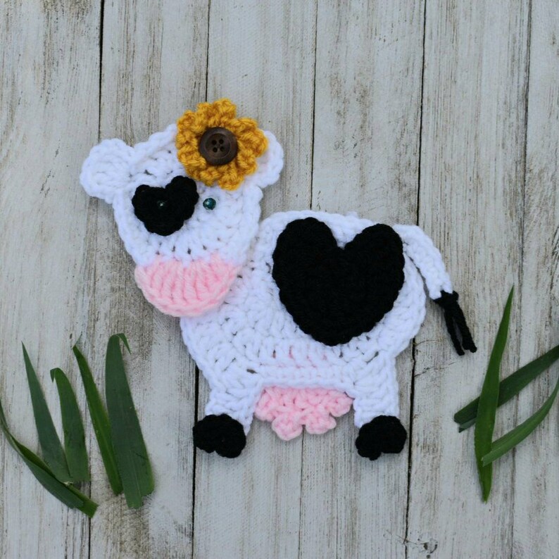 Bella Cow Applique Crochet PDF Pattern Cow Applique Farm | Etsy