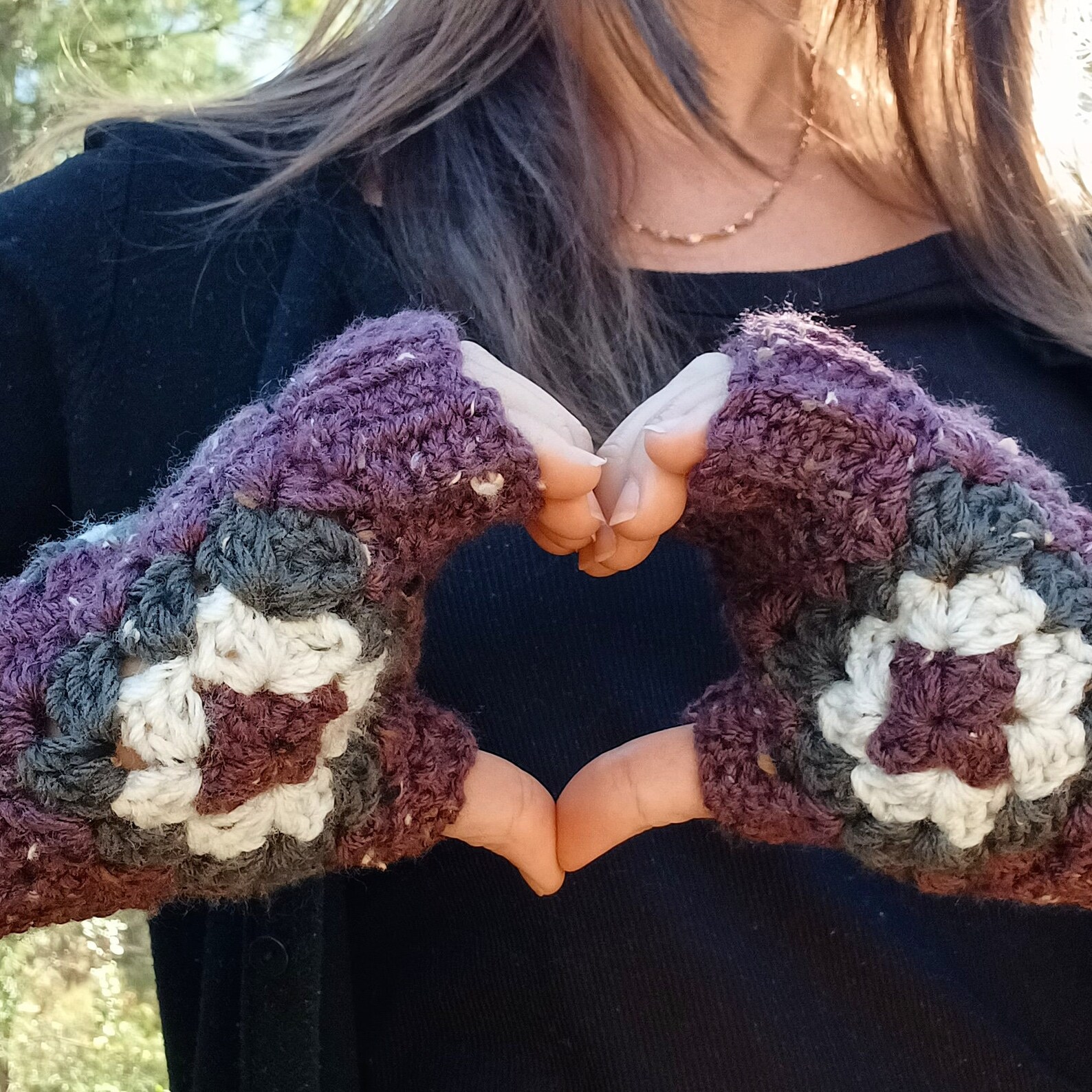 Granny Square Fingerless Mitts, Instant Download Digital Crochet ...